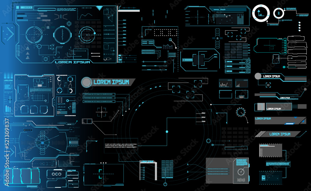 BIG SET Futuristic Vector HUD Interface Screen Design Callout bar ...