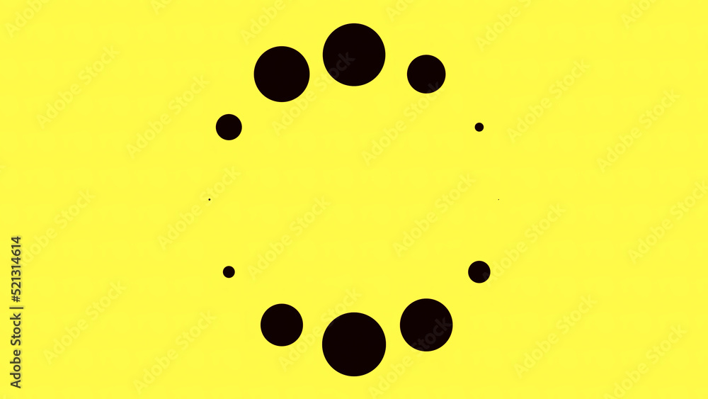 Animation with black loading circles on colored background. Animation. Black dots pulsate in ...