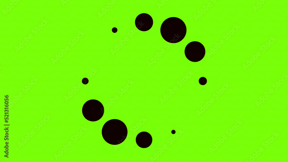 Animation with black loading circles on colored background. Animation. Black dots pulsate in ...