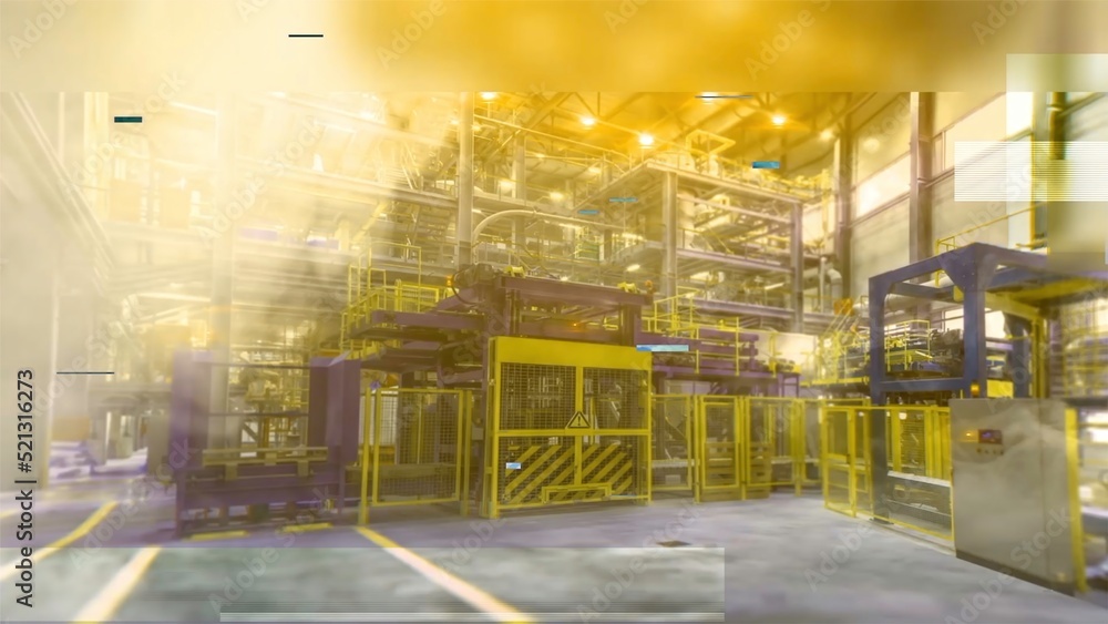 Animation of the industrial accident inside of the factory, smoke ...