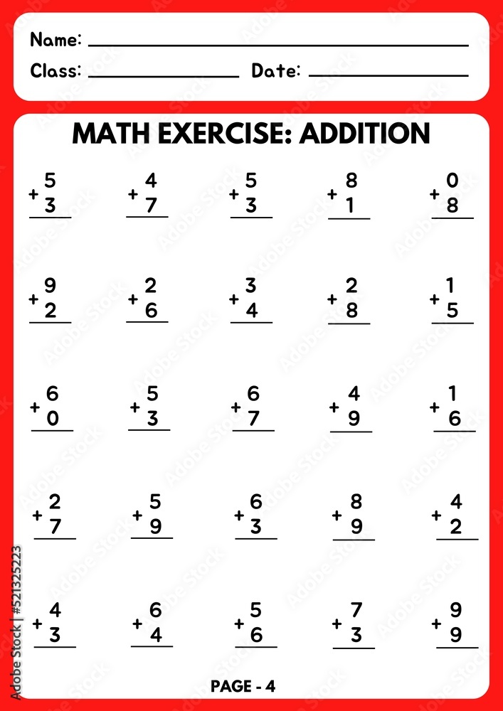 Mathematics worksheet for kids. Educational children addition homework ...