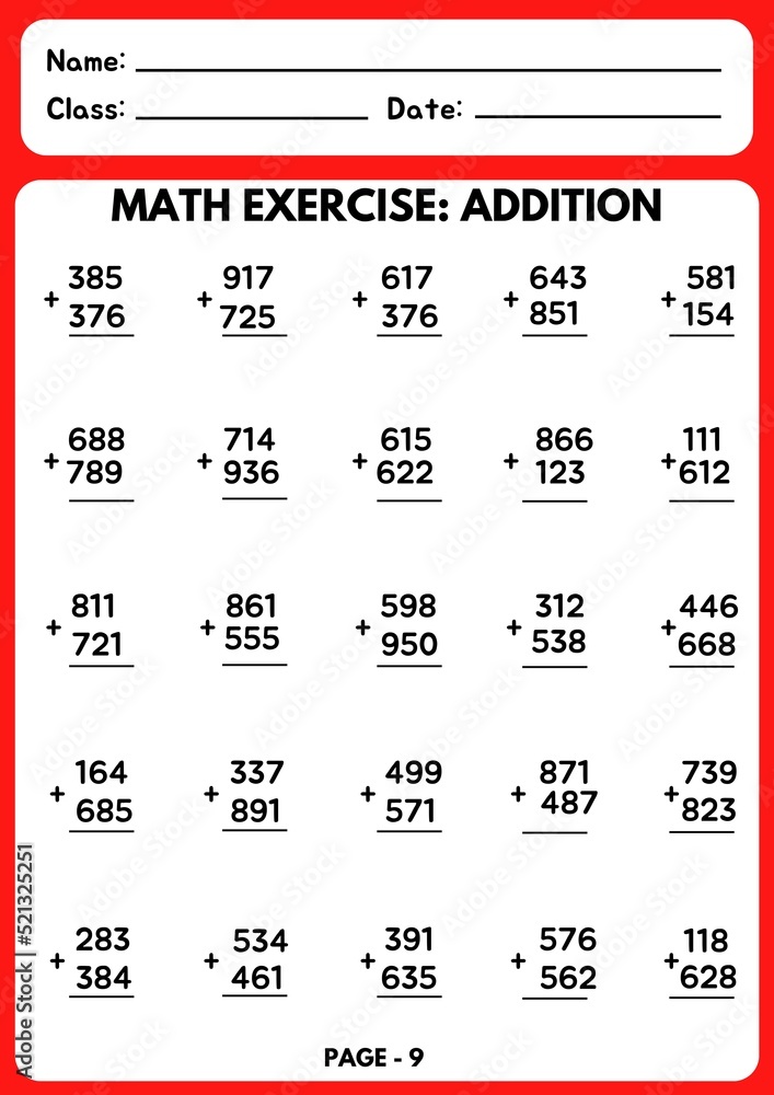 Mathematics worksheet for kids. Educational children addition homework ...