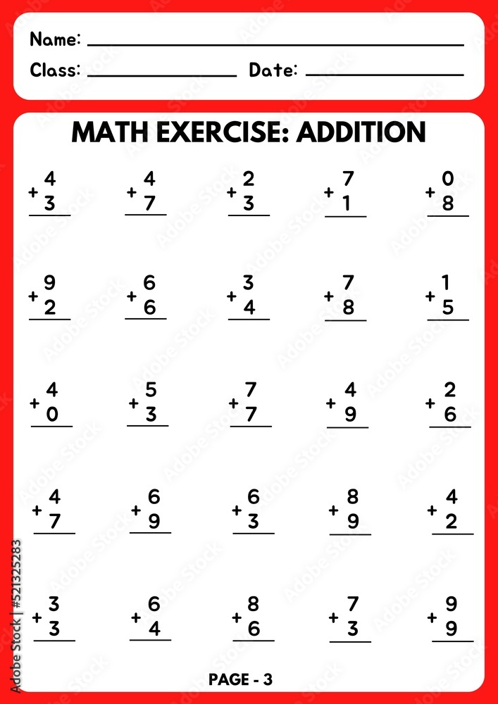 Mathematics worksheet for kids. Educational children addition homework ...