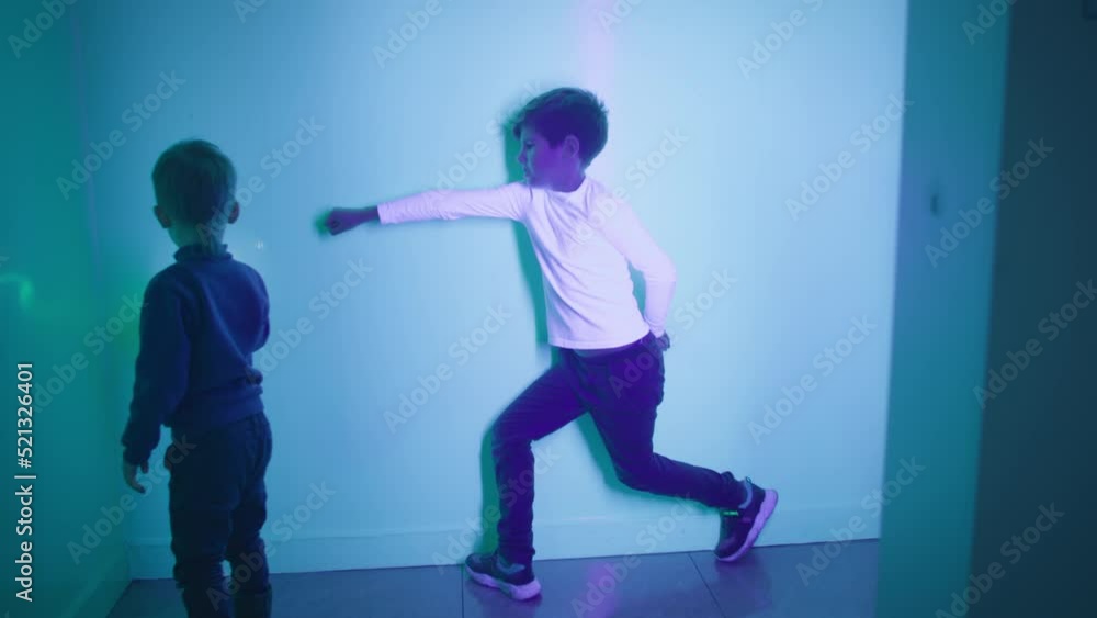 development and learning of children, happy child plays in interactive ...