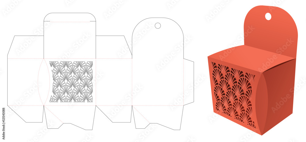Japanese pattern box die cut template and 3D mockup Stock Vector ...
