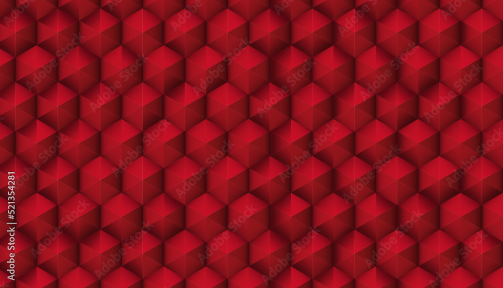 Red hexagon pattern background. 3D dark red gradient octagon wallpaper ...