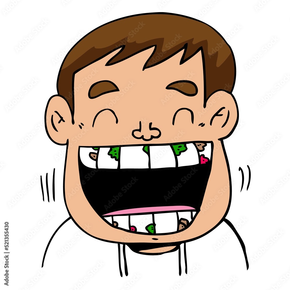 cartoon food crumbs stuck in the man's teeth Stock Illustration | Adobe ...