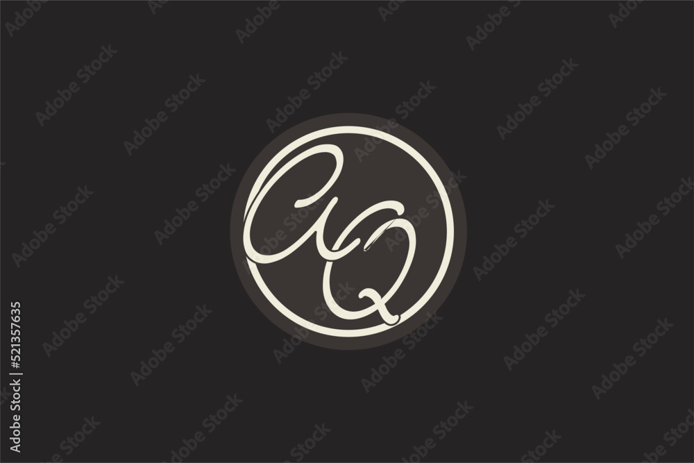 Initial letter AQ monogram logo with simple and creative cirle line ...