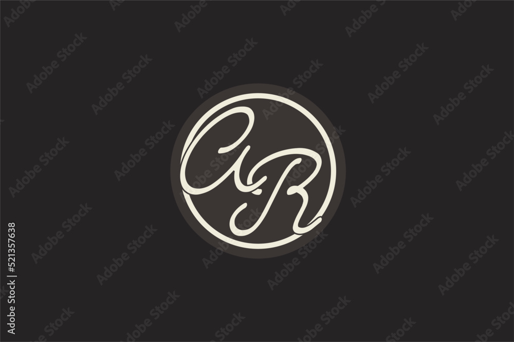 Initial letter AR monogram logo with simple and creative cirle line ...