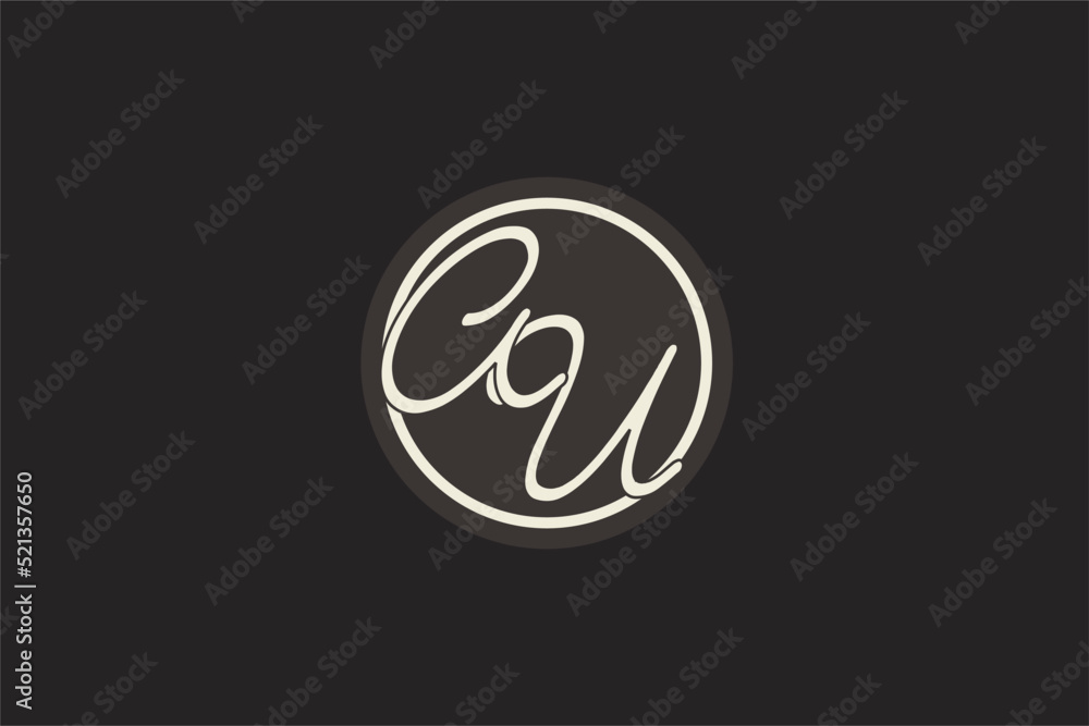 Initial letter AU monogram logo with simple and creative cirle line ...