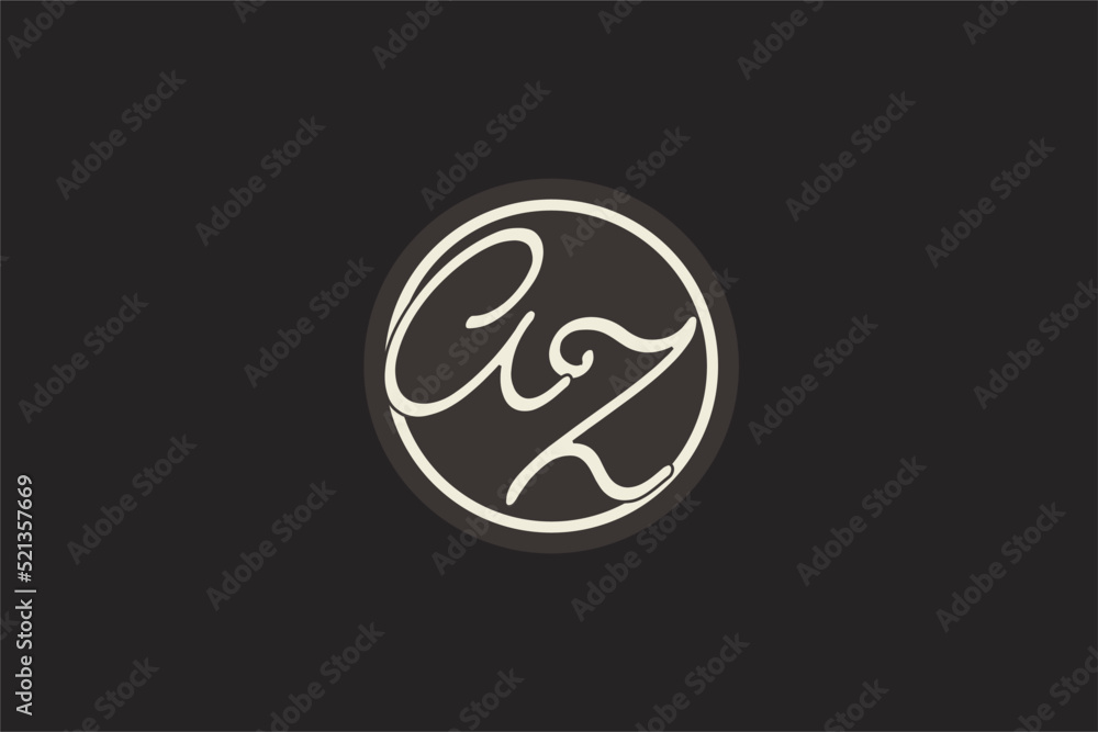 Initial letter AZ monogram logo with simple and creative cirle line ...