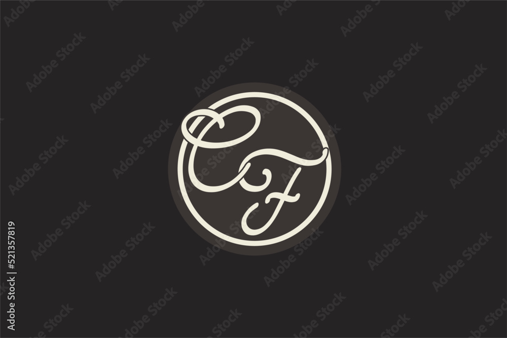 Initial letter CF monogram logo with simple and creative cirle line ...