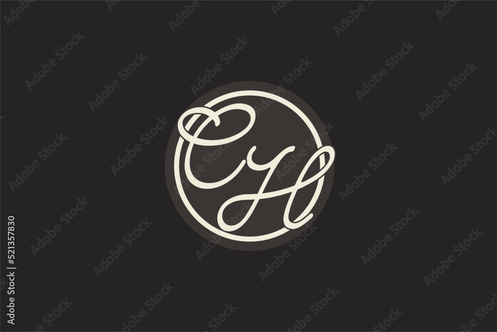Initial letter CH monogram logo with simple and creative cirle line ...