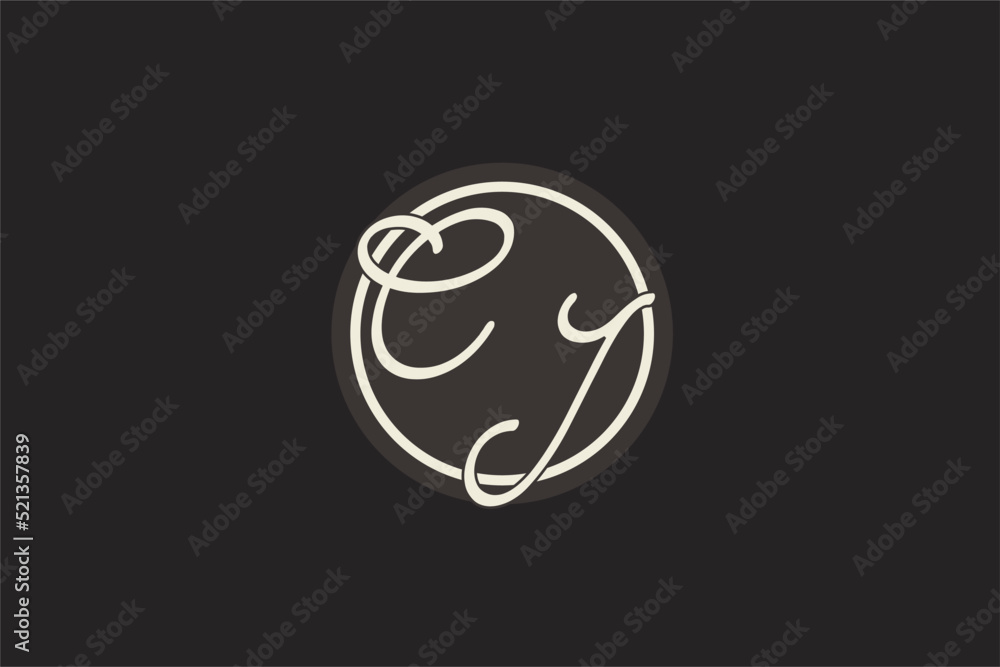 Initial letter CJ monogram logo with simple and creative cirle line ...