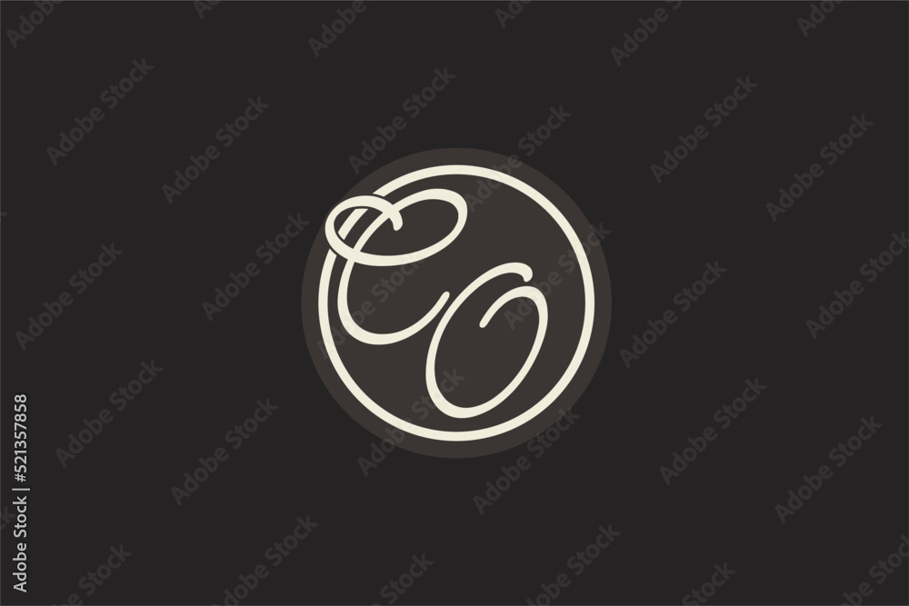 Initial letter CO monogram logo with simple and creative cirle line ...