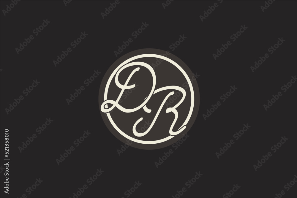 Initial letter DR monogram logo with simple and creative cirle line ...