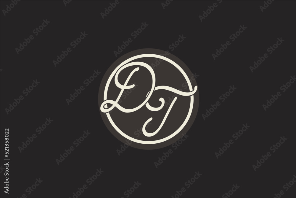 Initial letter DT monogram logo with simple and creative cirle line ...