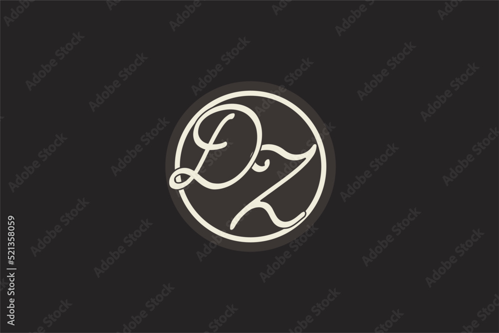 Initial letter DZ monogram logo with simple and creative cirle line ...