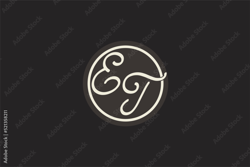 Initial letter ET monogram logo with simple and creative cirle line ...