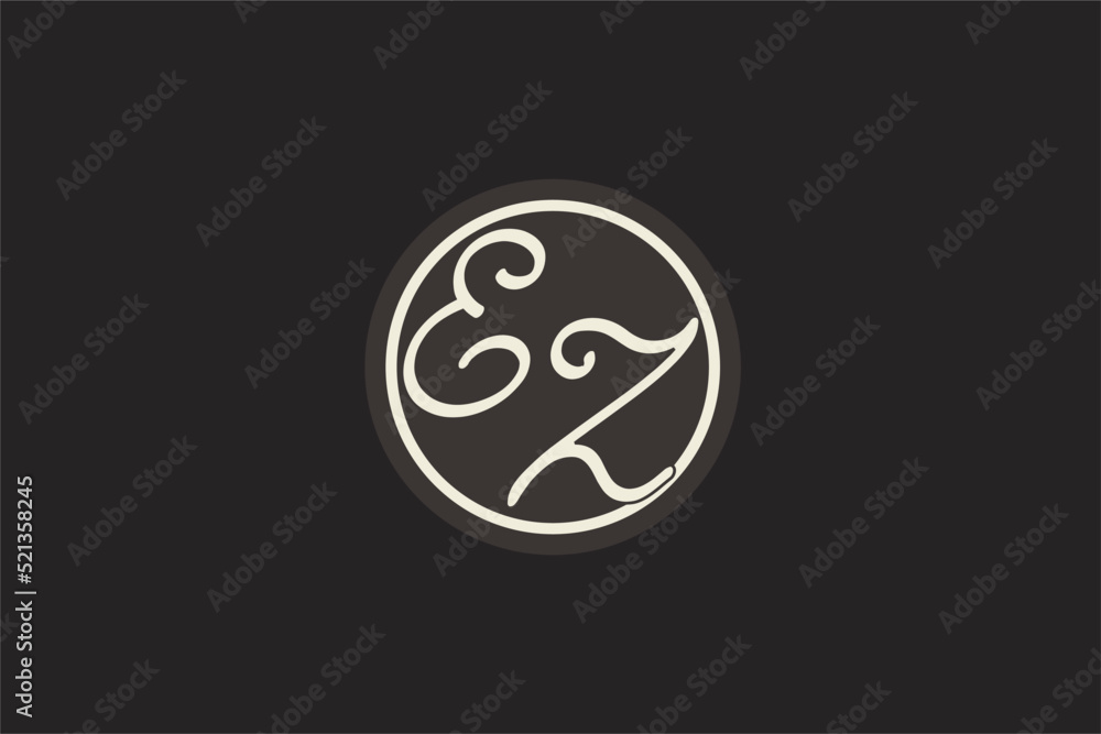 Initial letter EZ monogram logo with simple and creative cirle line ...