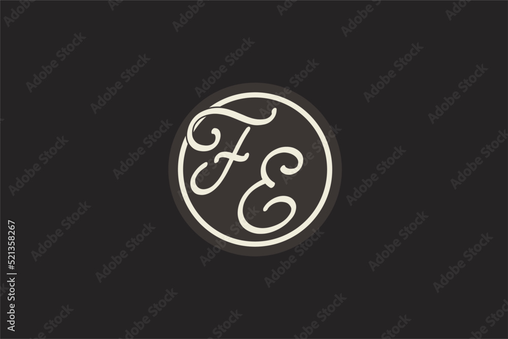 Initial letter FE monogram logo with simple and creative cirle line ...