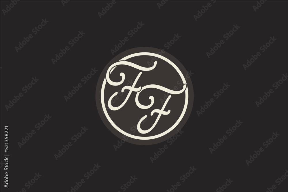 Initial letter FF monogram logo with simple and creative cirle line ...