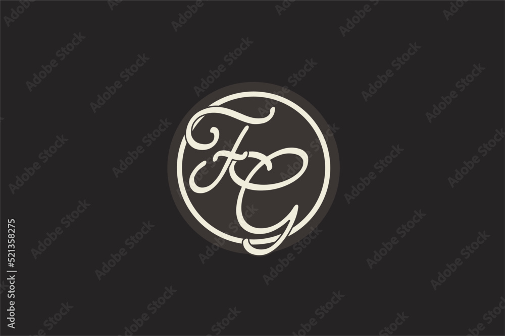 Initial letter FG monogram logo with simple and creative cirle line ...
