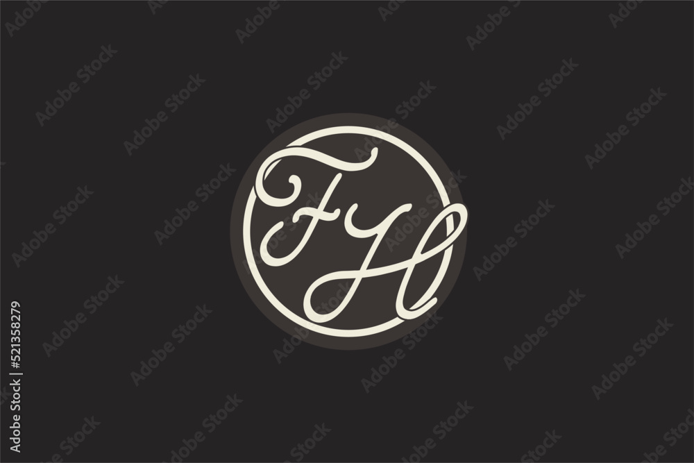 Initial letter FH monogram logo with simple and creative cirle line ...