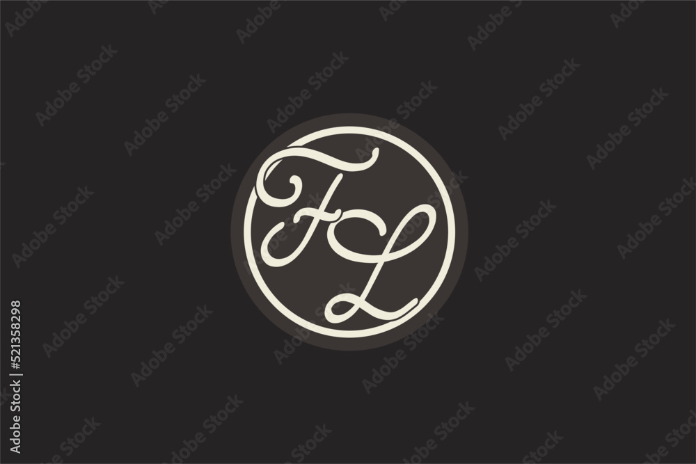 Initial letter FL monogram logo with simple and creative cirle line ...