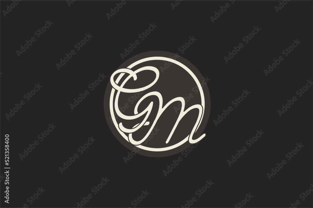 Initial letter GM monogram logo with simple and creative cirle line ...