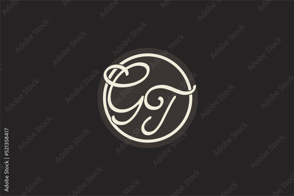 Initial letter GT monogram logo with simple and creative cirle line ...