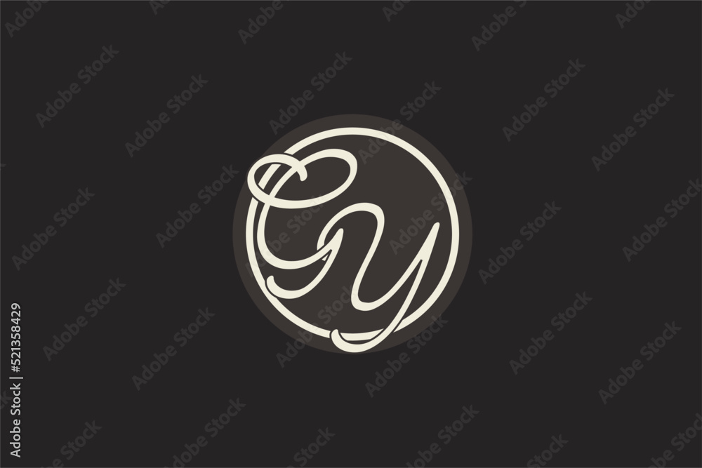 Initial letter GY monogram logo with simple and creative cirle line ...