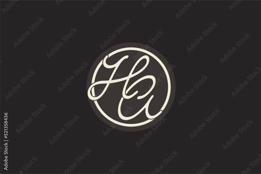 Initial letter HA monogram logo with simple and creative cirle line ...