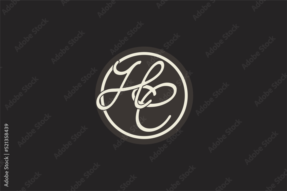 Initial letter HC monogram logo with simple and creative cirle line ...