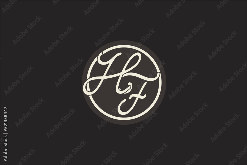 Initial letter HF monogram logo with simple and creative cirle line ...