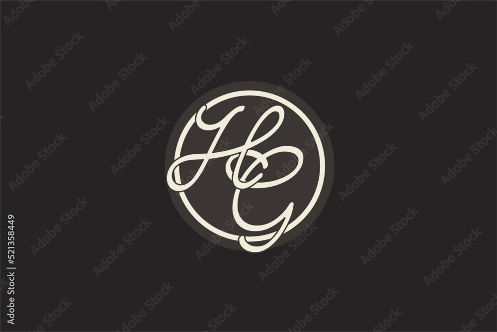 Initial letter HG monogram logo with simple and creative cirle line ...