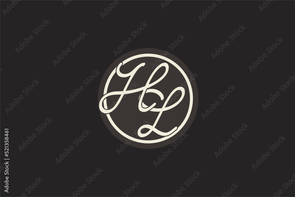 Initial letter HL monogram logo with simple and creative cirle line ...