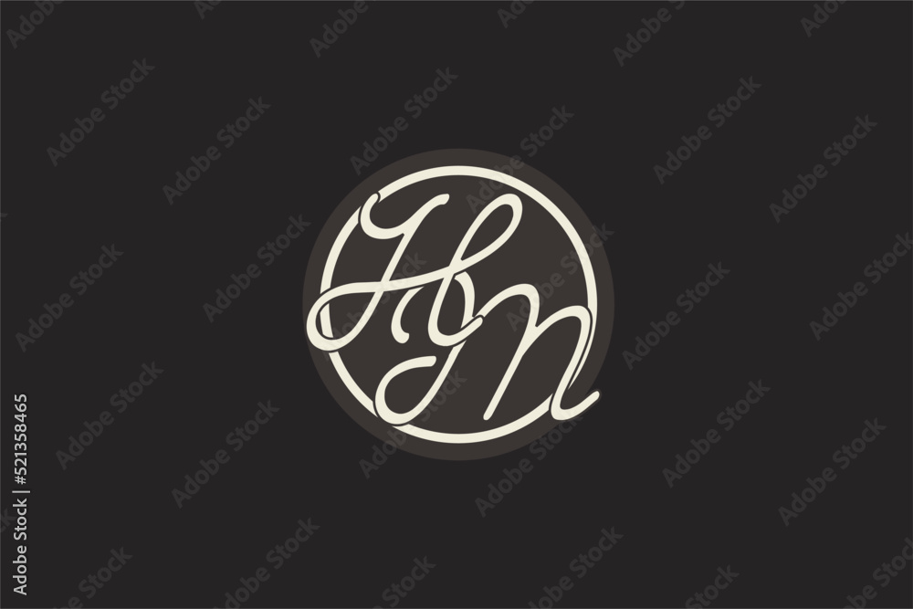 Initial letter HM monogram logo with simple and creative cirle line ...