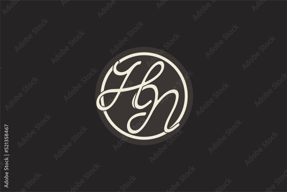 Initial letter HN monogram logo with simple and creative cirle line ...