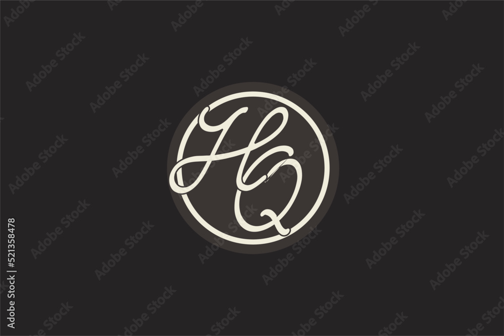 Initial letter HQ monogram logo with simple and creative cirle line ...