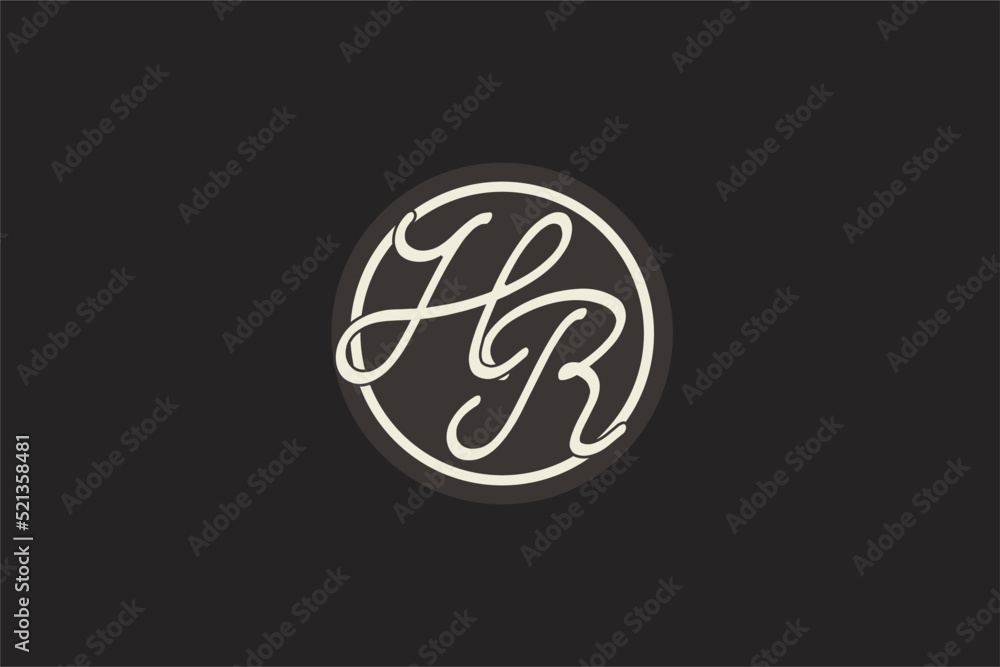 Initial letter HR monogram logo with simple and creative cirle line ...