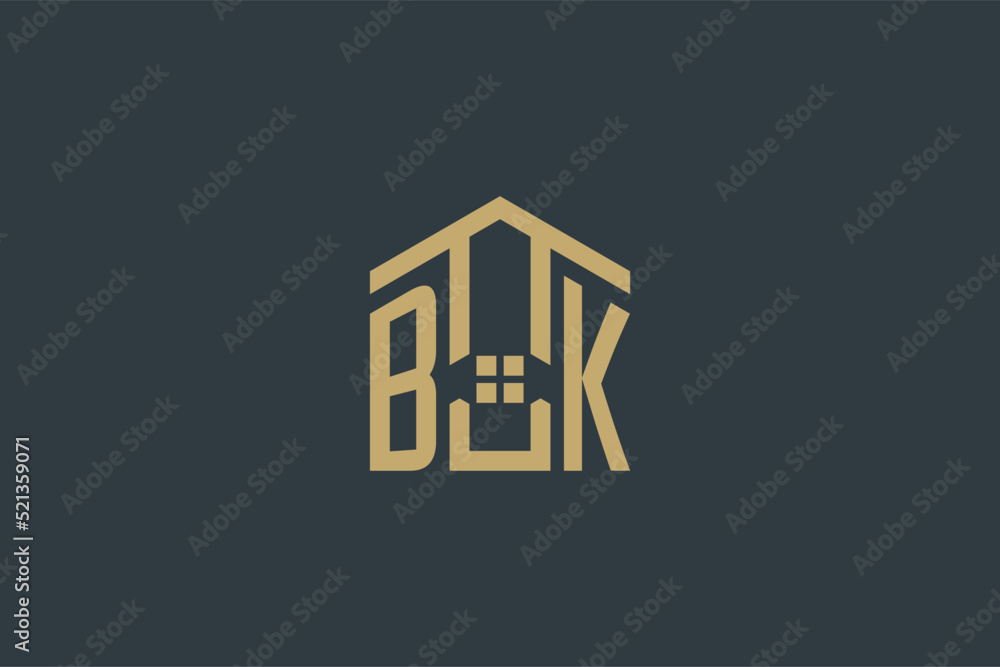 Initial BK logo with abstract house icon design, simple and elegant ...