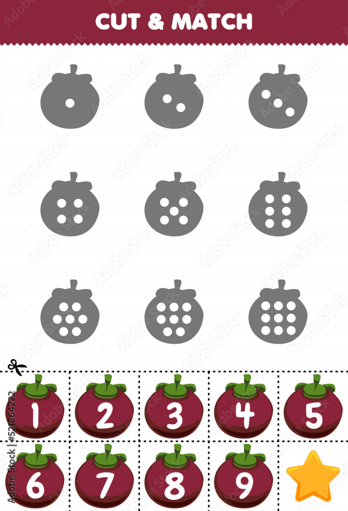 Educational game for kids count the dots on each silhouette and match ...