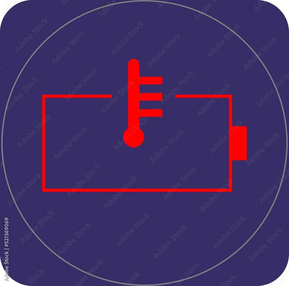 Electric vehicle battery temperature warning sign vector Stock Vector ...