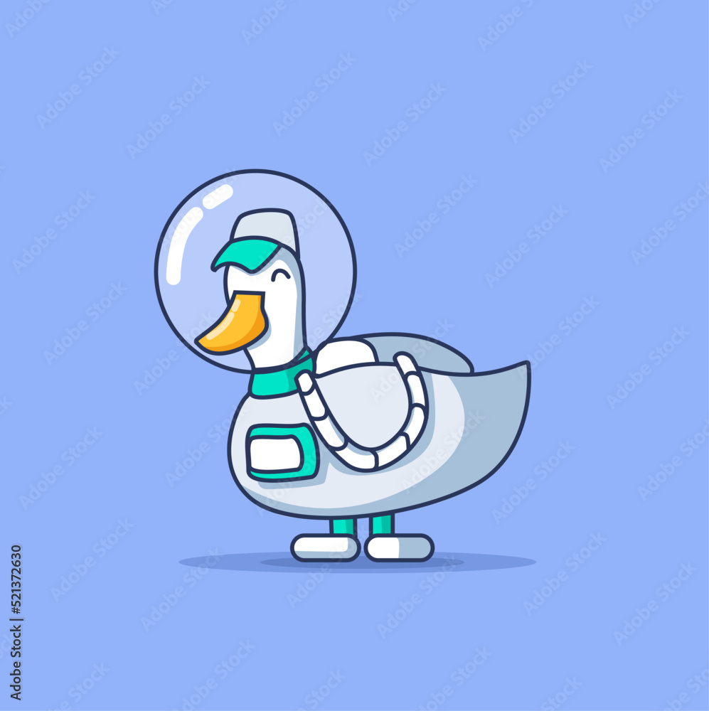 Cute duck Astronaut in space suit Vector Icon Illustration. Science ...