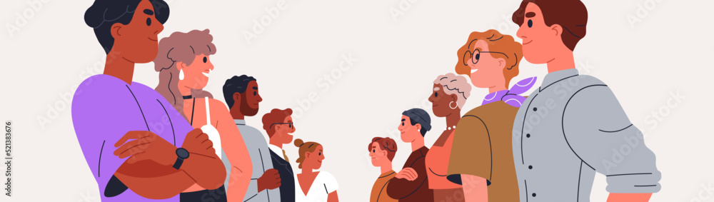 Two corporate teams, opposite competitors groups. Business ...