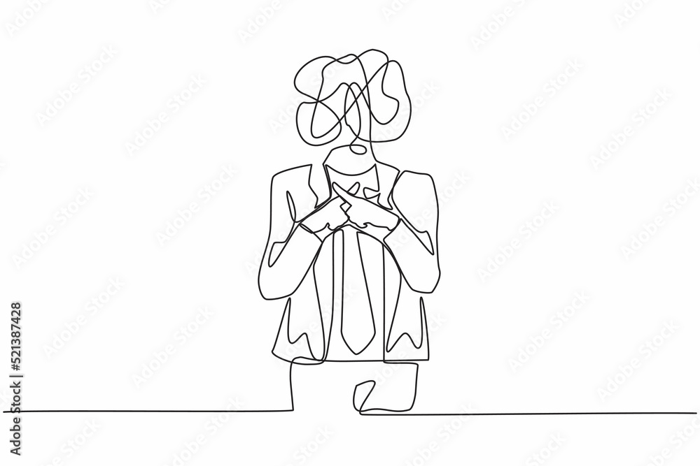 Single one line drawing businessman with round scribbles instead of a ...