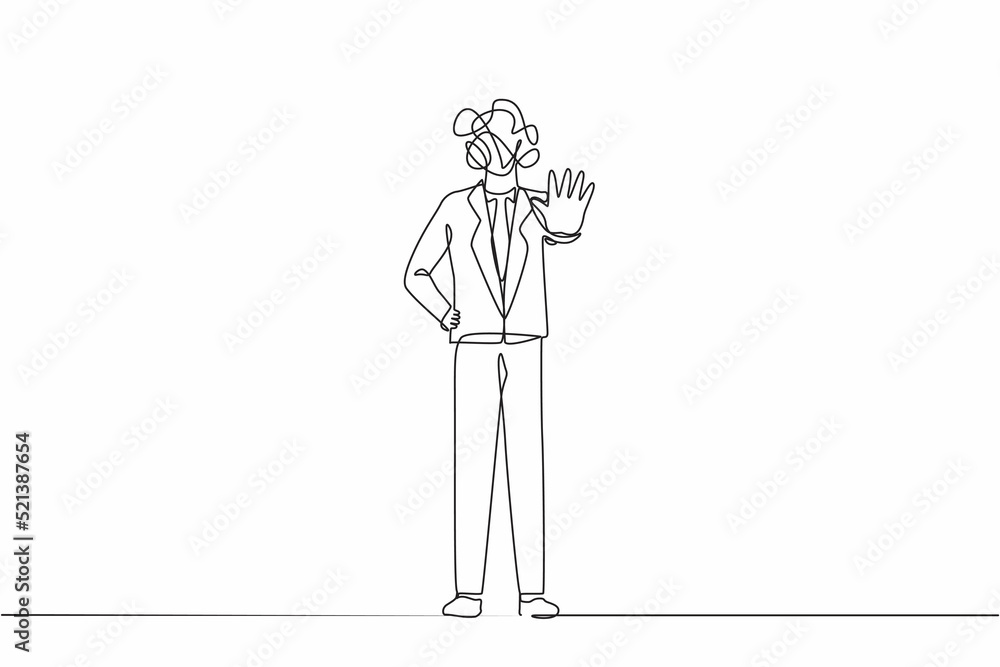 Continuous one line drawing businessman with round scribbles instead of ...