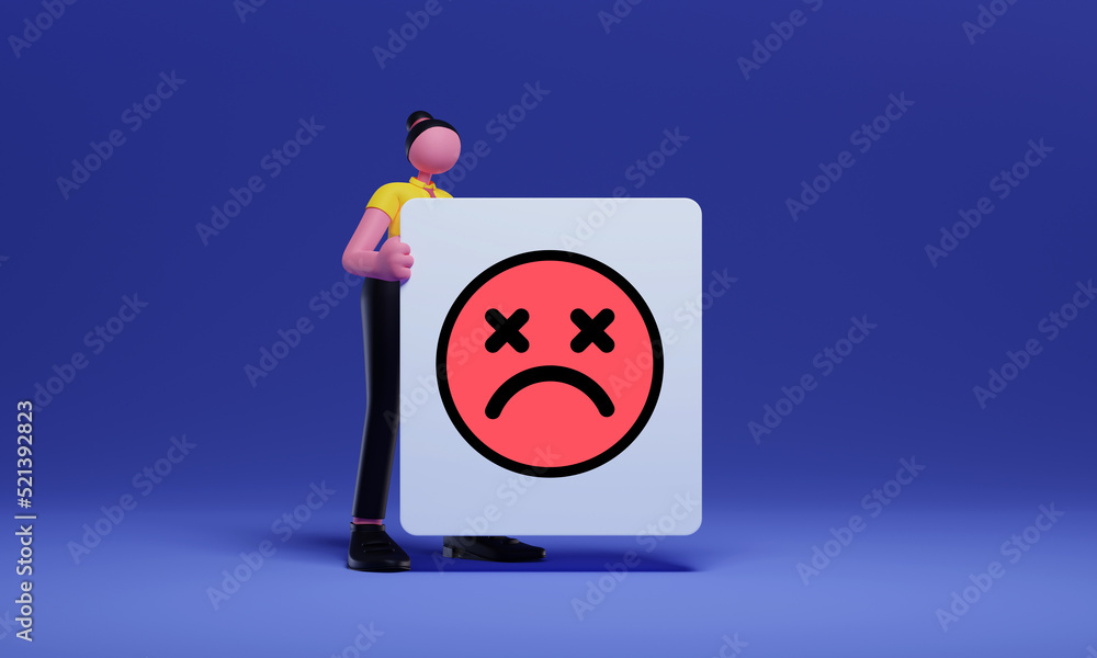 Emoji 3d character sad, negative, bad customer experience - business ...