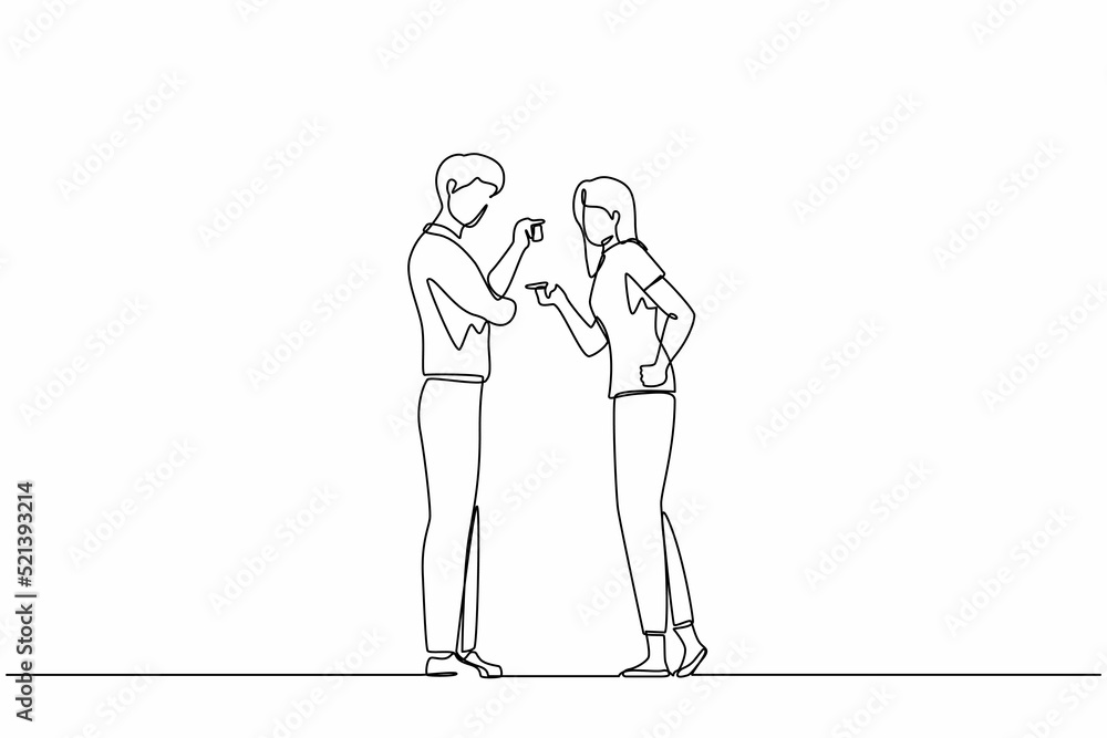 Continuous one line drawing angry aggressive couple man husband woman ...
